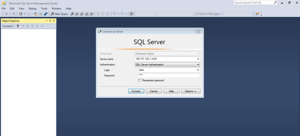 How to create MSSQL database and access the database via SSMS
